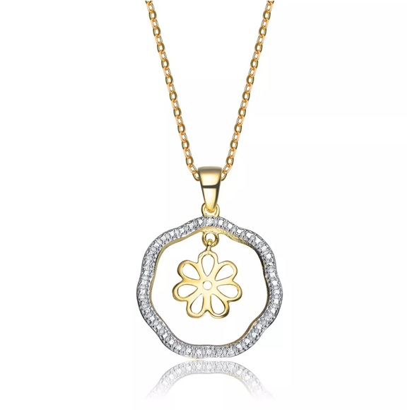 genevive | Jewelry | Genevive Two Tone Outlined Flower Pendant Nwt ...